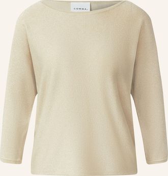 Comma Comma Pullover Mit 3/4-Arm Und Glitzergarn beige