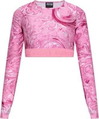Versace Jeans Couture Femme, Tops, Rose, Taille: 36 FR Top court &agrave; manches longues