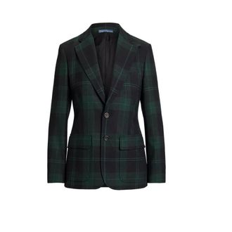 Polo Ralph Lauren Femme, Vestes, Vert, Taille: 44 FR Blazer crois&eacute; en laine &agrave; carreaux