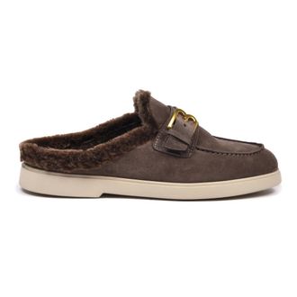 Baldinini Sabots en cuir su&eacute;d&eacute; - Femme - Chaussures - Brun - Taille: 38 EU