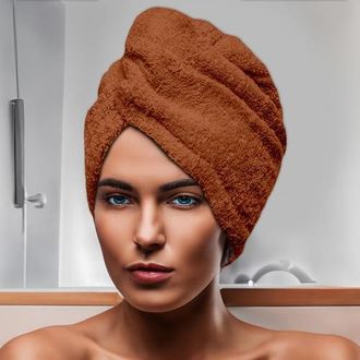 Soleil d'Ocre Serviette de Bain pour la tête en Coton 24x62 cm Lagune Terra