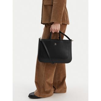 Tommy Hilfiger Handtasche Tommy Hilfiger Th Glam Satchel AW0AW18145 Schwarz