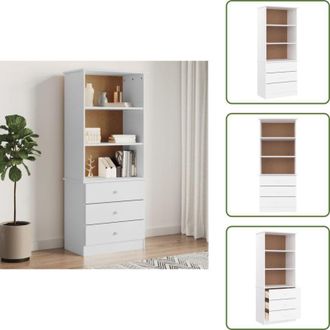 vidaXL Vidaxl - B&uuml;cherregal mit Schubladen alta Wei&szlig; 60x35x142 cm Kiefernholz - BucheRegal - Holzm&ouml;bel - Kiefernholz - B&uuml;cherregal Wei&szlig; - Schreibtisch