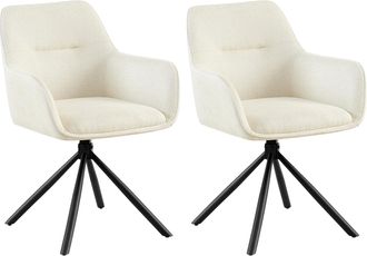 Clp 2er Set Stuhl Tipton Stoffbezug I Schwenkbarer Esszimmerstuhl mit Stoffbezug I Polsterstuhl mit Rückenlehne I Sessel, Farbe:Creme