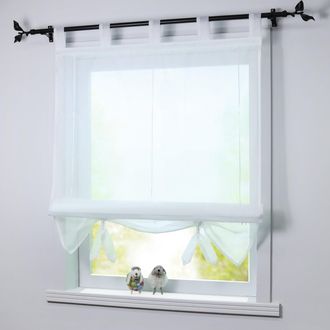 Joyswahl Raffrollo Voile Schlaufenrollo Sarah Moderne Gardine Transparente Raffgardinen BxH 100x155cm Weiß 1er Pack