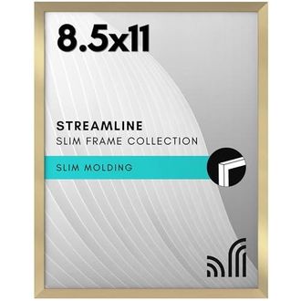 Americanflat Bilderrahmen, 21,6 x 28,9 cm, dünner Rand, bruchfestes Glas, horizontale und vertikale Formate für Wand und Tischplatte