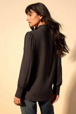Next Langarmbluse Lang&auml;rmelige Bluse mit Schalausschnitt (1-tlg)