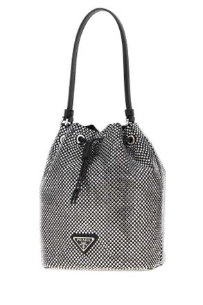 Prada Womens Embellished Satin Bucket Bag Cristal Sevi-Cristallo-Agnello Borse A Secchiello