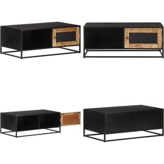 vidaXL Vidaxl - Couchtisch 90x50x35 cm Raues Mangoholz - Industrieller Couchtisch - Holzm&ouml;bel - Wohnzimmertisch - Mangoholz Couchtisch - Stauraum Couchtisch