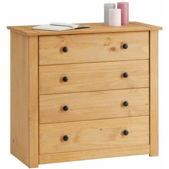 IDIMEX Commode cancun avec 4 tiroirs, en pin massif finition teint&eacute;e/cir&eacute;e