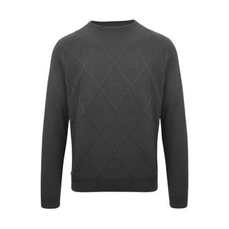 Malo Rundhals-Pullover mit Karostickerei - - Knitwear - Herren - Grau - XL