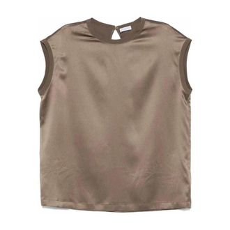 Brunello Cucinelli Haut en soie sans manches avec d&eacute;tail trou de serrure - Femme - Tops - Brun - Taille: 36 FR