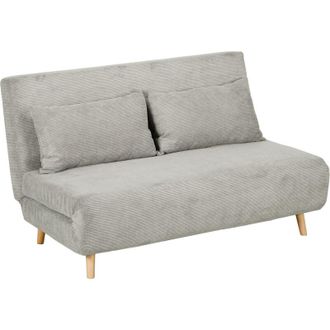HOMCOM Schlafsofa, Klappbett mit Bettfunktion, R&uuml;ckenkissen, Polstersofa mit Verstellbarer R&uuml;ckenlehne, Samtoptik, 141 x 90 x 81 cm, Grau - Homcom