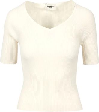 Max Mara Pull col V - Femme - Pulls - Blanc - Taille: 42 FR