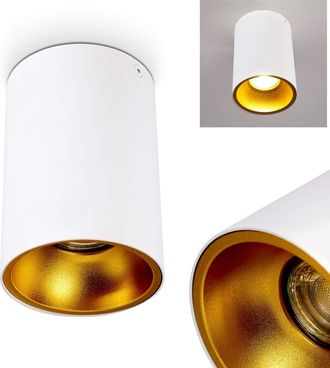HOFSTEIN Deckenleuchte Grenada, moderne Deckenlampe aus Metall in Weiß/Gold, 1 x G10-Fassung, Leuchtspot 1-flammig, Aufbauleuchte, ohne Leuchtmittel