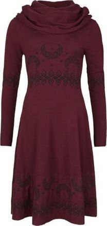 Black Premium by EMP Femme Bordeaux Robe mi-Longue avec col ch&acirc;le et Motif brod&eacute; XXL