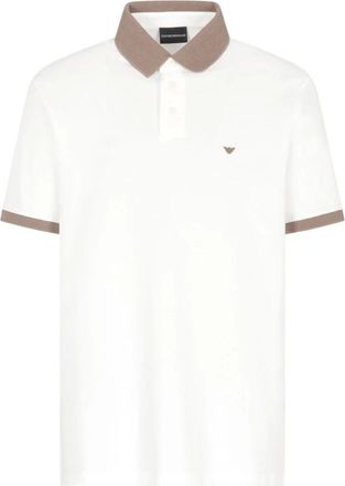 Emporio Armani Homme, Tops, Blanc, Taille: M Polo avec Bordures Contrastées