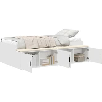 vidaXL Cadre de lit de rangement blanc 75x190 cm Vidaxl