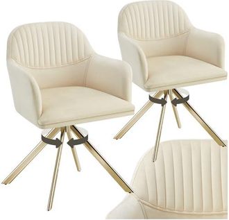 TecTake TecTake Lot de 2 Chaises pivotantes de Salle &agrave; Manger Moderne Fauteuil Salon Velours Chaise Rembourr&eacute;e Confortable Chaise Design Meuble Salon pour Sal