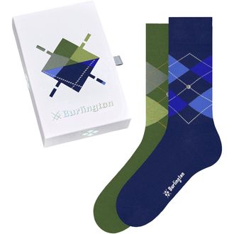 Burlington Gift Box Argyle 2-Pack A Carreaux Bleu Vert