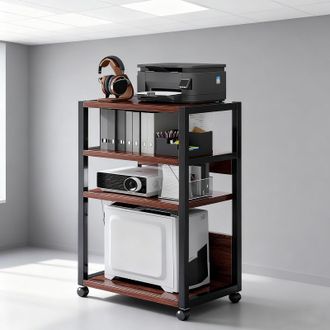 Generic Druckerständer 4-stufiger Druckerständer mit verstellbarem Ablagefach, großer, hoher Druckertisch mit Rad, industriell Verstellbarer Rollwagen, for Wo