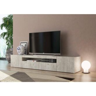 Dmora Dmora - Meuble tv de salon, Made in Italy, Meuble tv avec 3 portes et étagères, cm 200x40h37, Couleur ciment, avec emballage renforcé