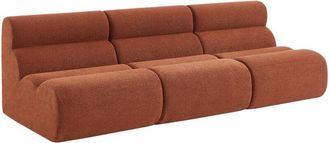 Sweeek 3er-Set modulare Lounge-Sessel mit strukturiertem Boucl&eacute;-Bezug, Strukturiertes Boucl&eacute;, Terrakotta