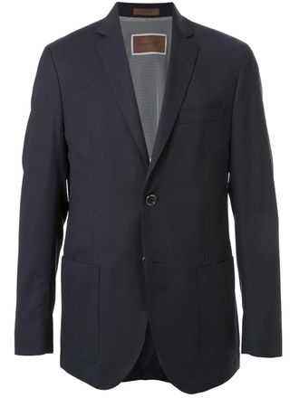 Corneliani blazer textur&eacute; imperm&eacute;able - Bleu
