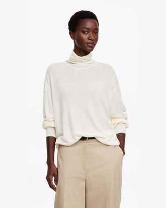 Arket Rollkragenpullover Aus Wolle Und Lyocell -Wei&szlig;