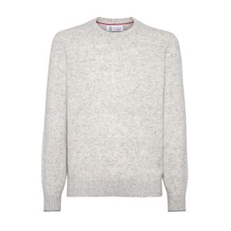 Brunello Cucinelli Klassischer Rundhalsausschnitt Strick f&uuml;r M&auml;nner - - Knitwear - Herren - Grau - 2XL