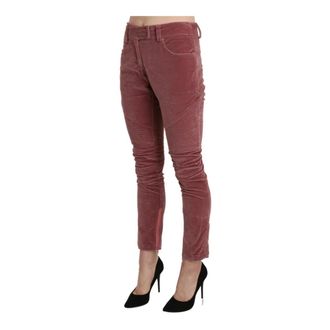Ermanno Scervino Rote Samt Skinny Rei&szlig;verschluss Hose - - Trousers - Damen - Rot - XS
