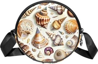 Generic Sac &agrave; bandouli&egrave;re rond pour femme, sac de plage avec fermeture &eacute;clair, bretelles r&eacute;glables, sac &agrave; main rond d&eacute;contract&eacute; pour femmes et filles