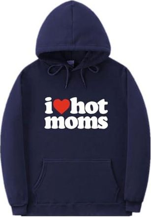 Generic Sweat a Capuche Homme Hooded Sweatshirt Sweatshirt Hommes et Femmes Imprim&eacute; I Love Hot Moms pour Automne et Hiver, Sweatshirts et Vestes avec Base Fil