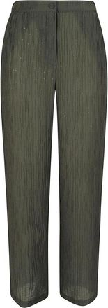 Emporio Armani Femme, Pantalons, Vert, Taille: 40 FR Pantalon Taffetas Textur&eacute; Lurex
