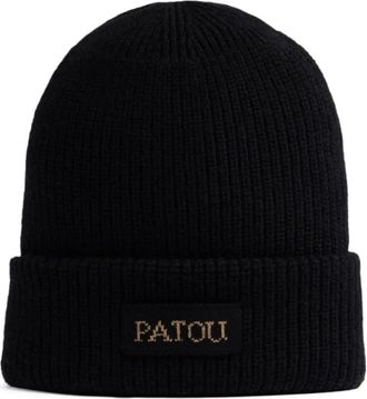 Patou Caps & M&uuml;tzen - Ribbed Black Merino Wool Hat - Gr. ONE SIZE - in Schwarz - f&uuml;r Damen
