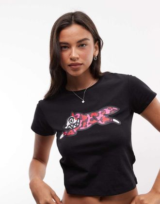 Icecream T-shirt b&eacute;b&eacute; avec logo et motif chien de course imprim&eacute; l&eacute;opard - Noir