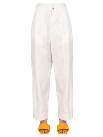 Bottega Veneta Wide-Leg Cotton Blend Trousers - White