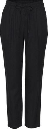 Vero Moda Damen Legere Leinen Stoffhose Casual Schlupfhose Lockere Ankle Pants, Farben:Schwarz, Größe:XS