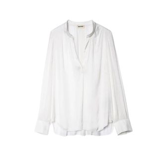 Zadig&Voltaire Satin Tunika Bluse mit Mandarin Kragen - - Blouses & Shirts - Damen - Wei&szlig; - L