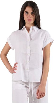 Polo Ralph Lauren Femme, Blouses et Chemises, Blanc, Taille: 40 FR Camicia maniche corte lino