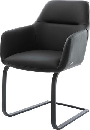 DELIFE Schwingstuhl Pejo-Flex Freischwinger flach Schwarz Echt-Leder Schwarz Taschenfederkern