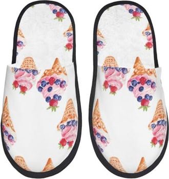 Generic Slippers Cr&egrave;me Glac&eacute;e Fraise Myrtille Portative Pantoufles DHiver R&eacute;utilisables Chaussons Pour Femmes Camping Invit&eacute; L