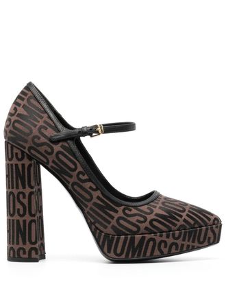 Moschino Pumps mit Jacquard-Logo 125mm - Braun