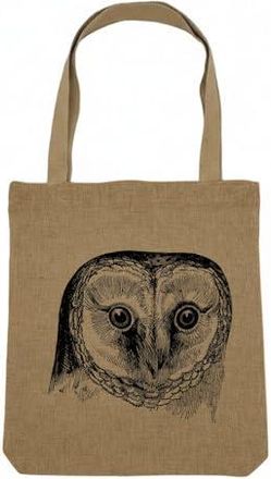 Fabulous Sac Shopping Tote Bag Aspect Lin - Dessin Hibou Vintage Chouette Noir et Blanc - Sac de Courses Toile Epaisse 360g Beige Naturel Cabas Port&eacute; Epaule So