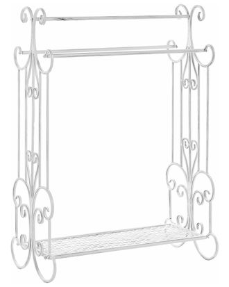 Beliani Retro Handtuchhalter Metall wei&szlig; Antik Optik f&uuml;r 3 Handt&uuml;cher 60 x 90 cm Gladis