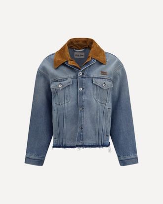 Miu Miu Washed denim and suede Jacket Female 40