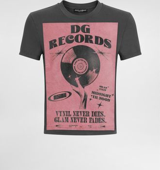 Dolce & Gabbana Jersey T-shirt With Print - Frau T-shirts Und Sweatshirts Grau 48