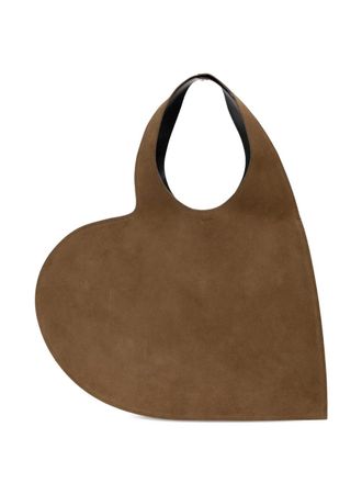 Coperni grand sac &agrave; main Double Heart en cuir - Marron