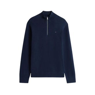 Tommy Jeans Flag Viertel-Zip Slim Jumper - - Sweatshirts & Hoodies - Herren - Blau - XL