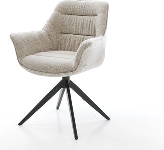 DELIFE Drehstuhl Kaira-Flex Webstoff Soft Beige Kreuzgestell breit Schwarz 360&deg; drehbar Wippfunktion, Esszimmerst&uuml;hle